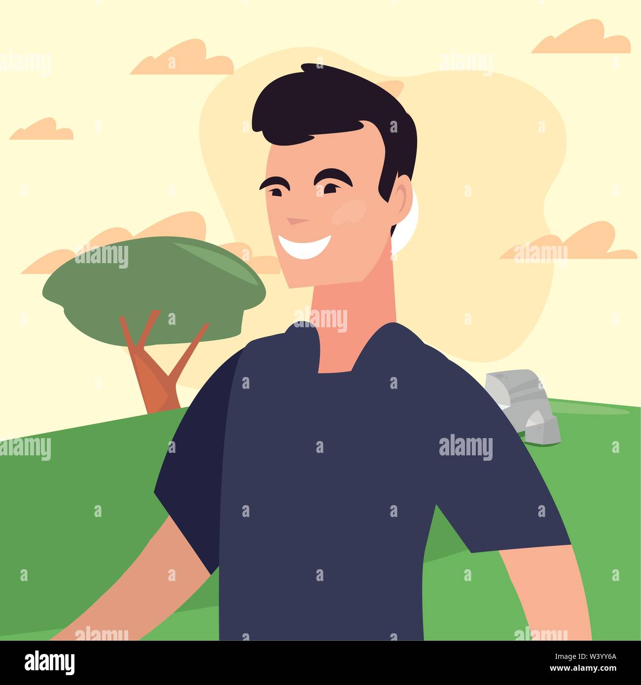 man character in the park outdoor vector illustration Stock Vector ...