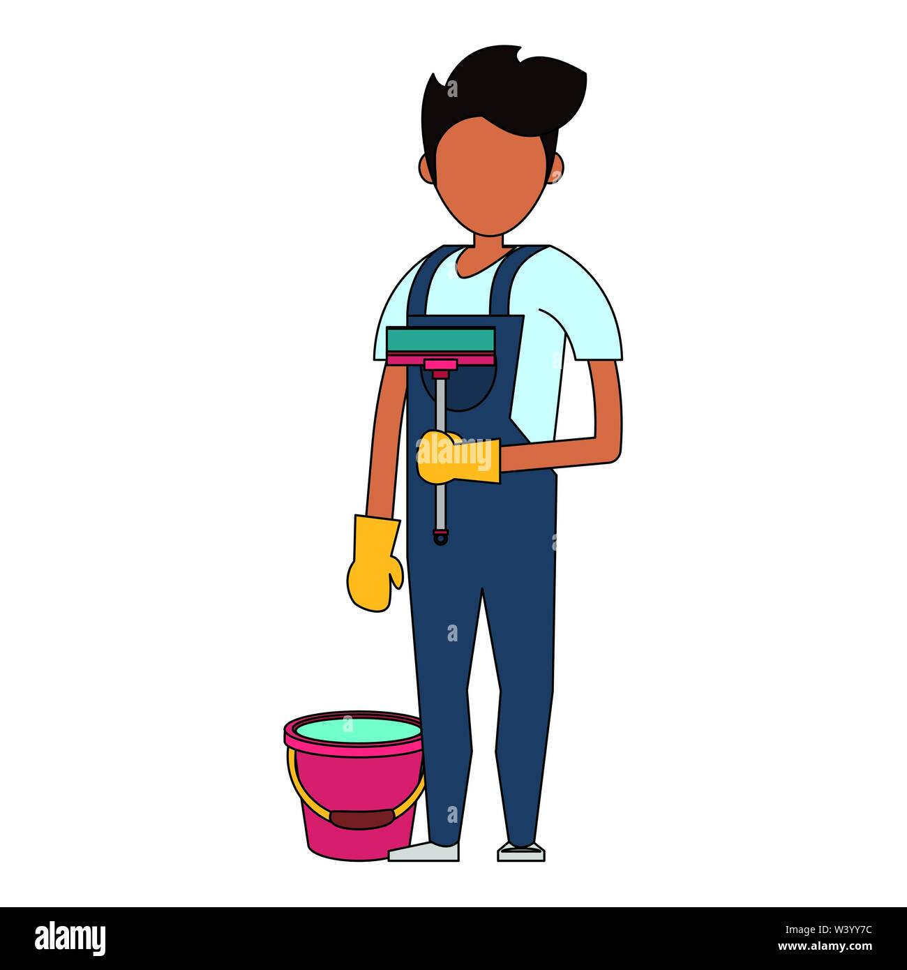 Cleaner worker with cleaning products and equipment Stock Vector Image ...