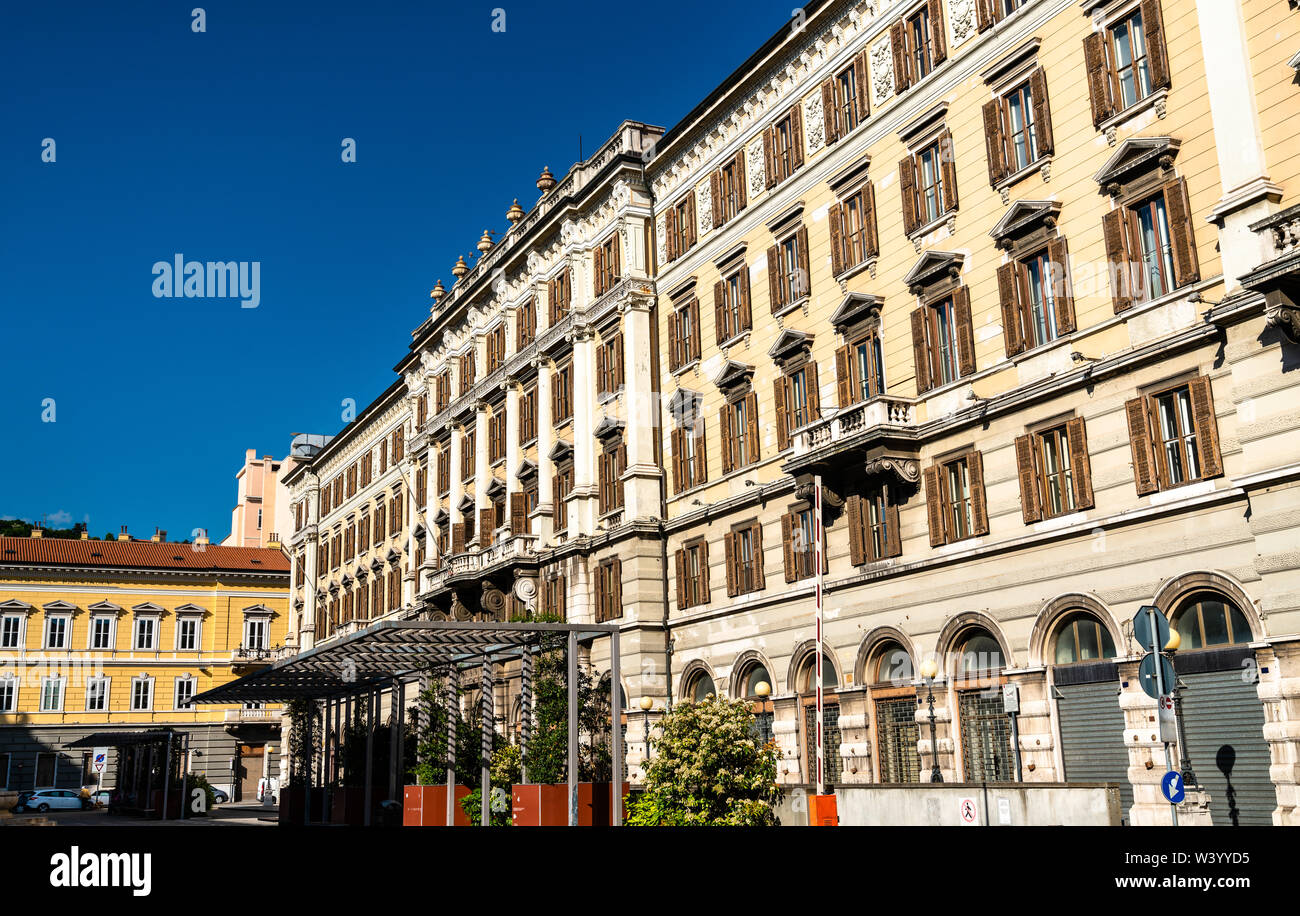 View of historic buildings in the old town of Trieste, Italy Stock ...