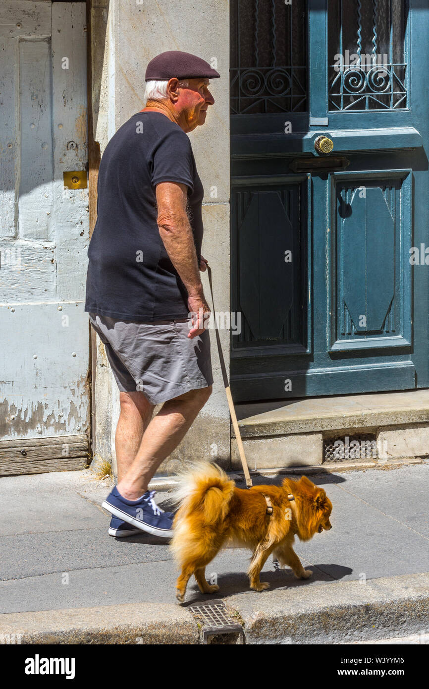 Old man walking dog hi-res stock photography and images - Alamy
