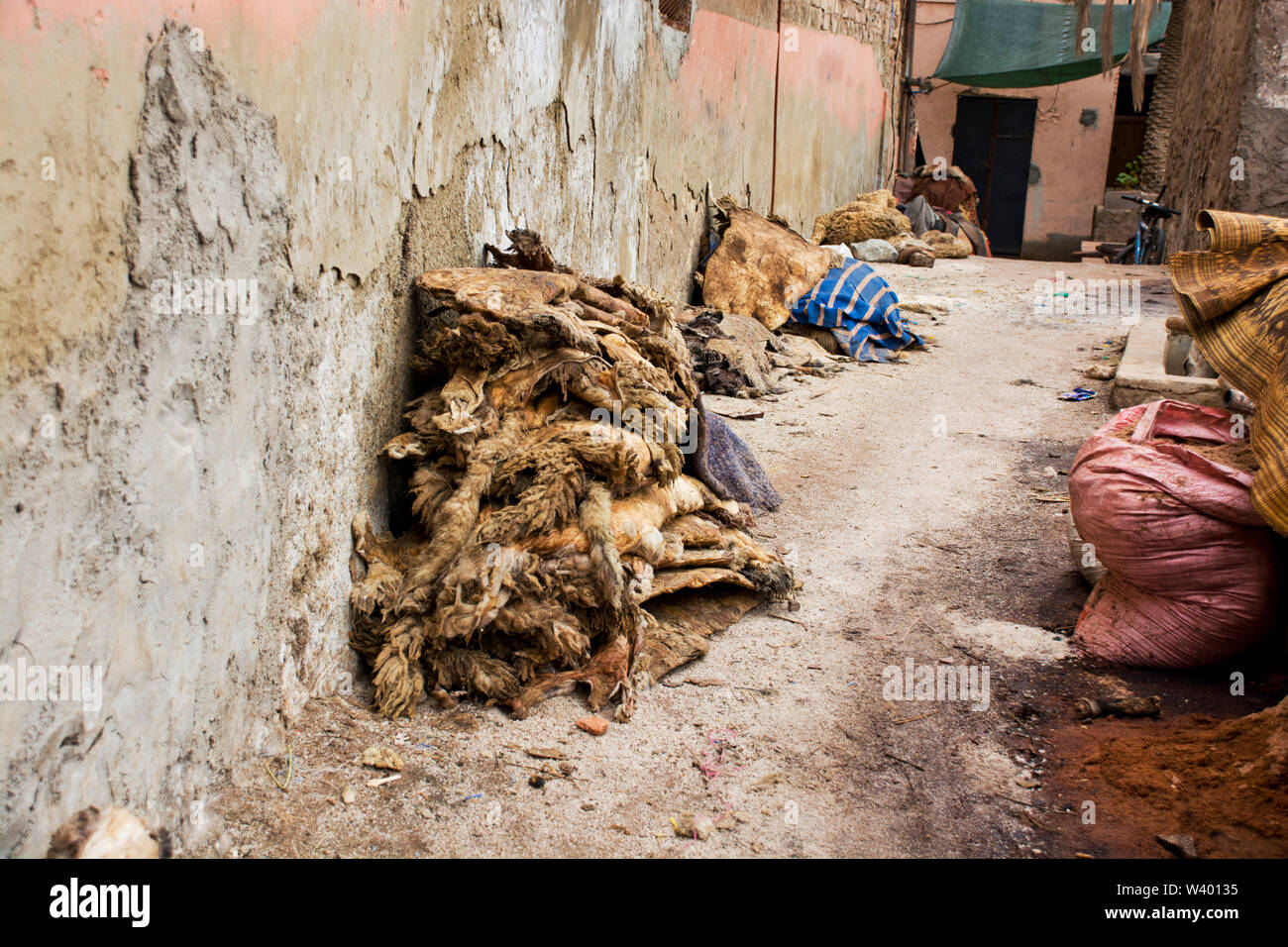 Traditional Maroccan Tanneries in the Medina district, Marrakech ...