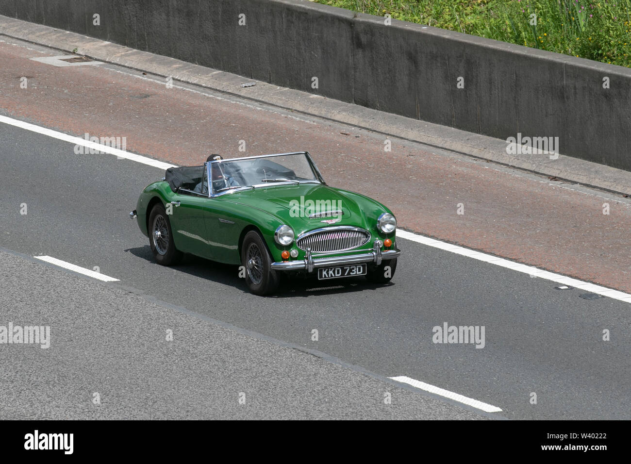 1966 3000 cc green Austin Healey; UK Vehicular traffic, 60s transport ...