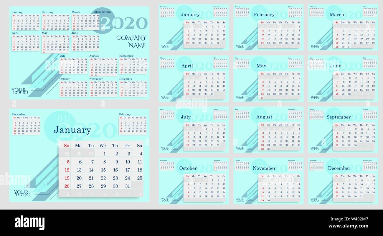 2020 Calendar planning with place for your logo or company name ...