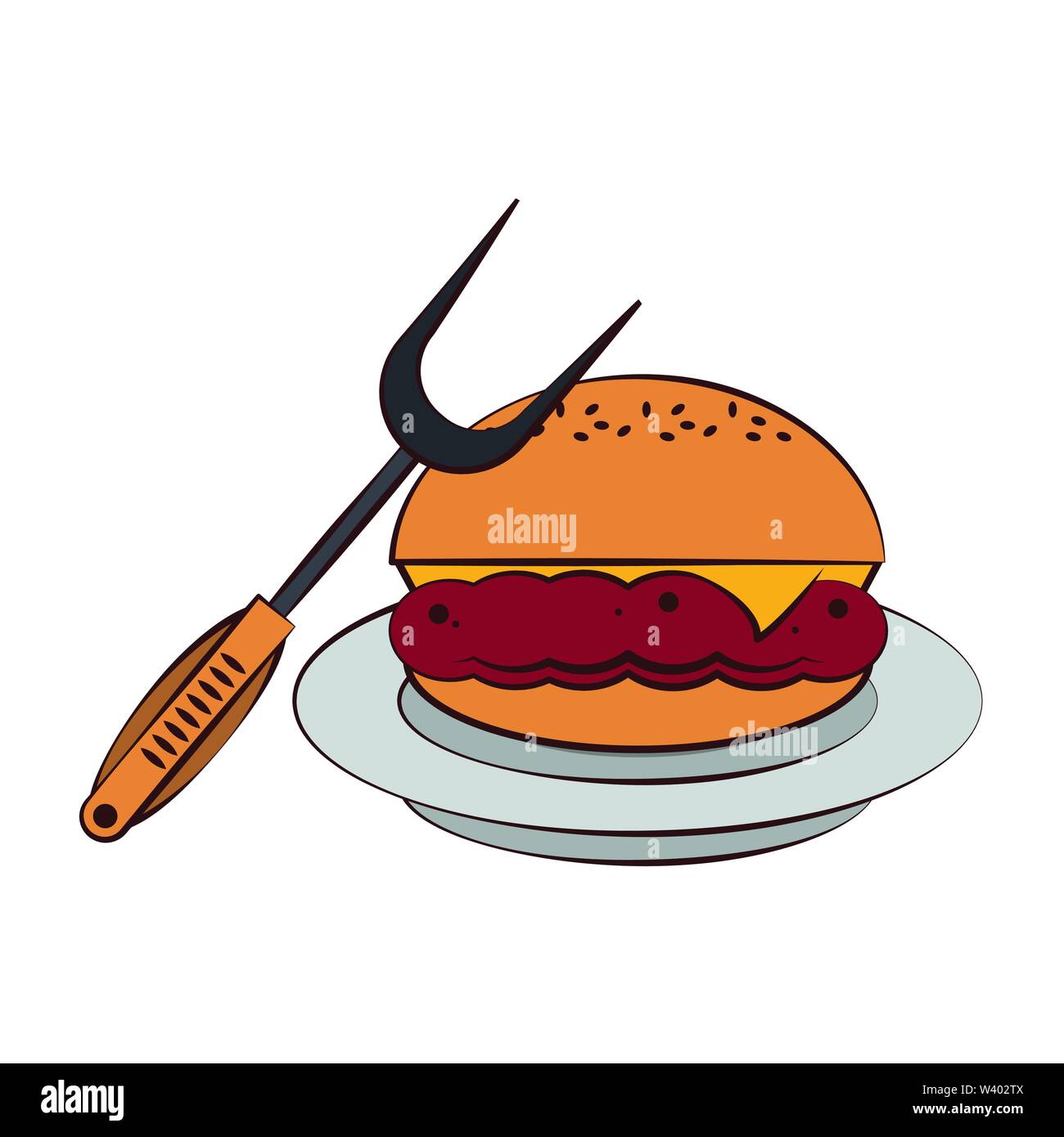 Tasty barbecue grilled food cartoon Stock Vector Image & Art - Alamy