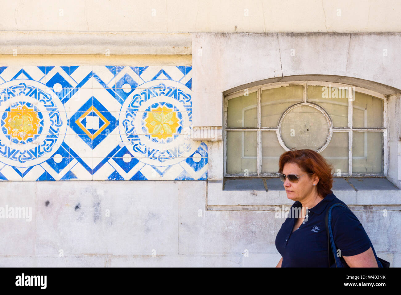 Close upon traditional portuguese ceramic tiles ( Azulejos) on the ...