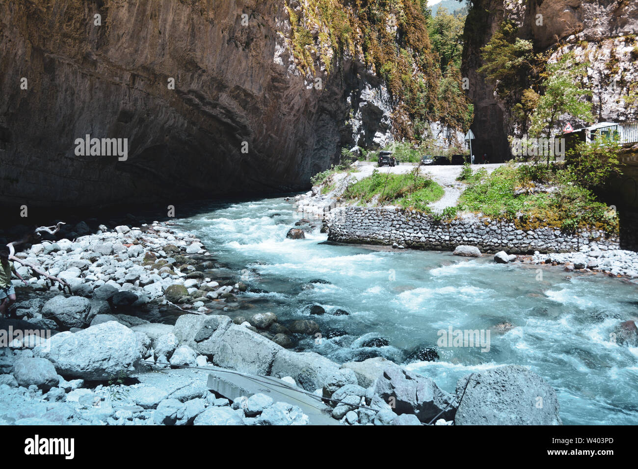Blue river in the mountains of Abkhazia Stock Photo - Alamy