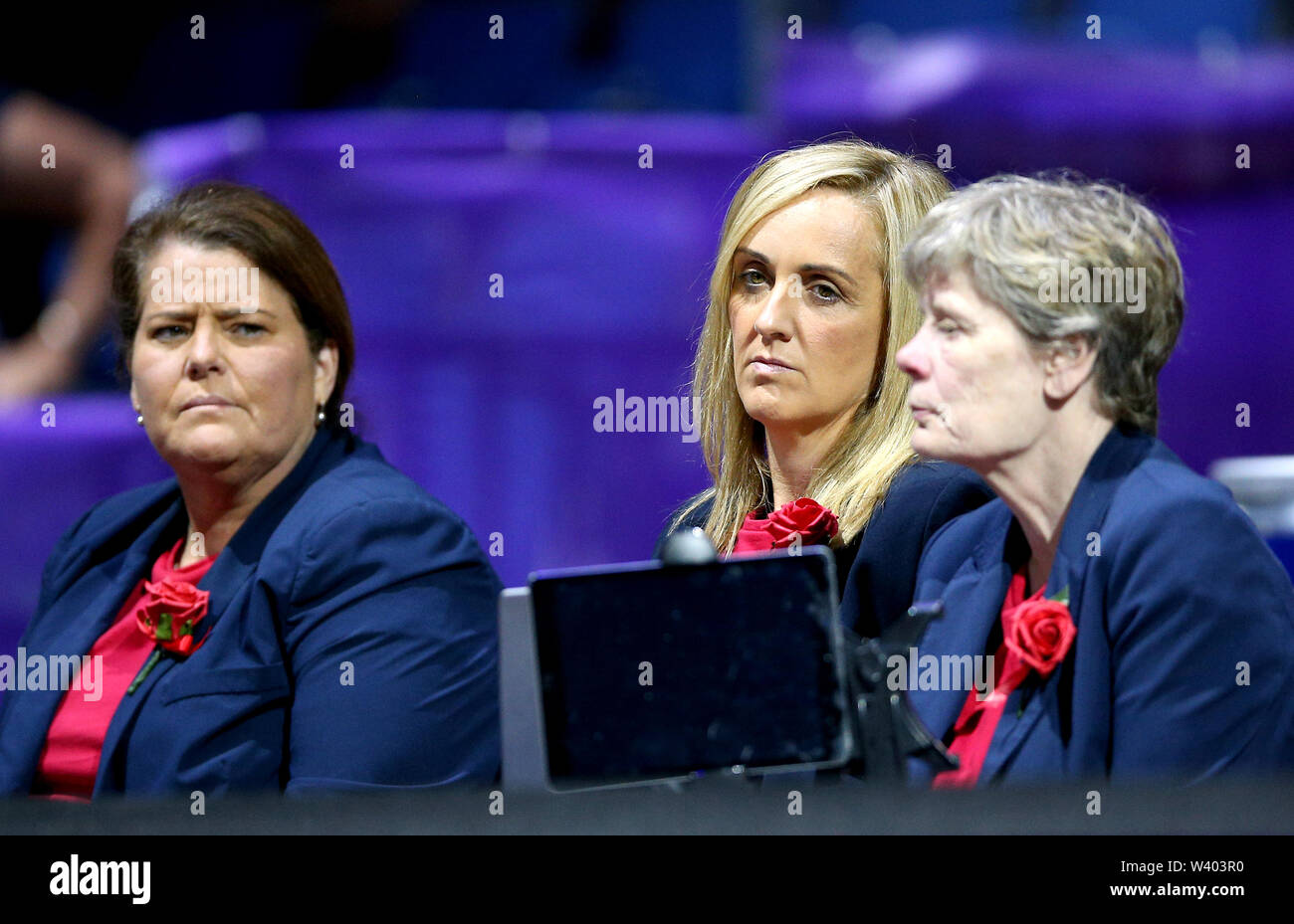 England Netball head coach Tracey Neville (centre) ahead of the Netball ...