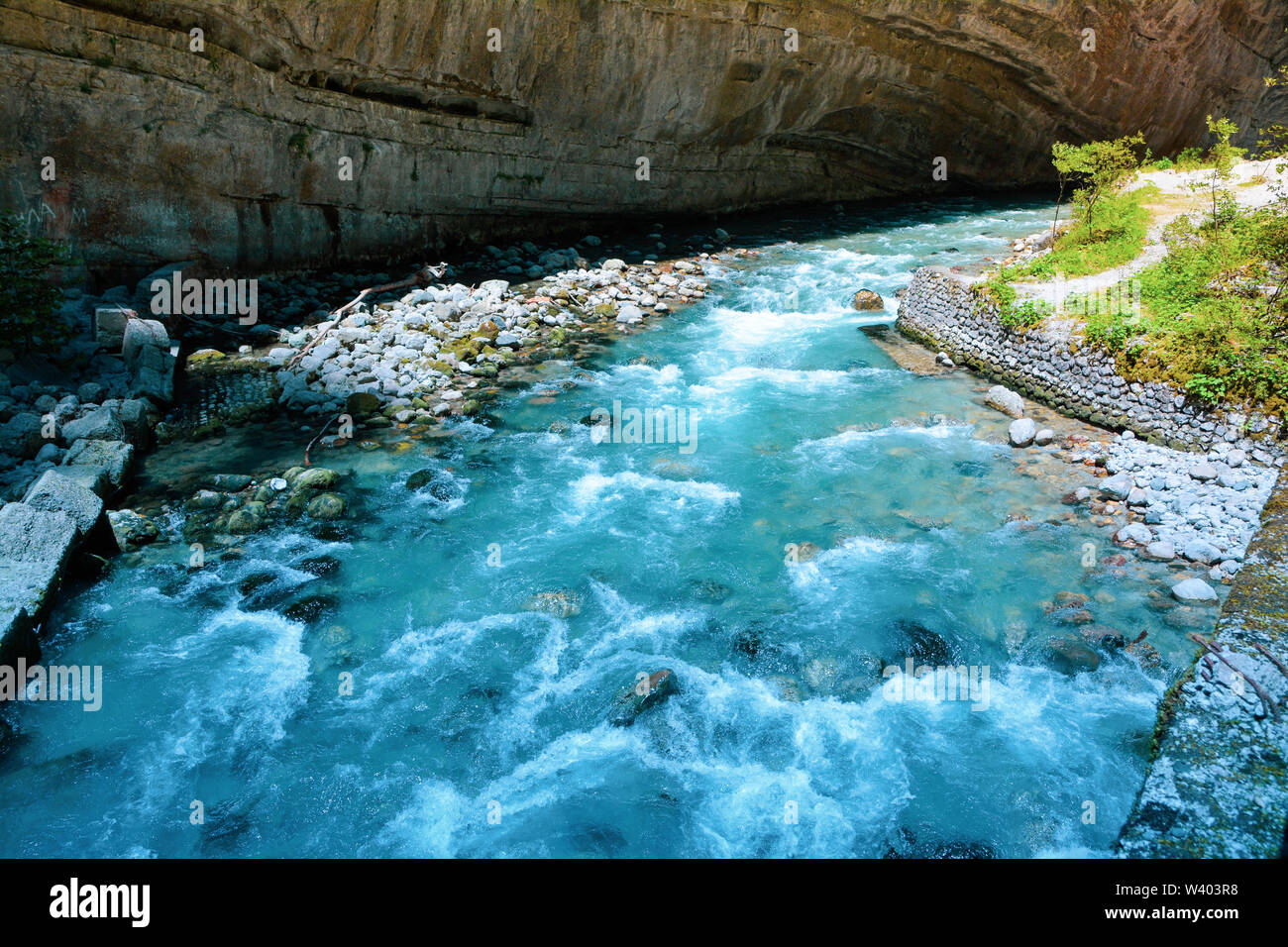 Blue river in the mountains of Abkhazia Stock Photo - Alamy
