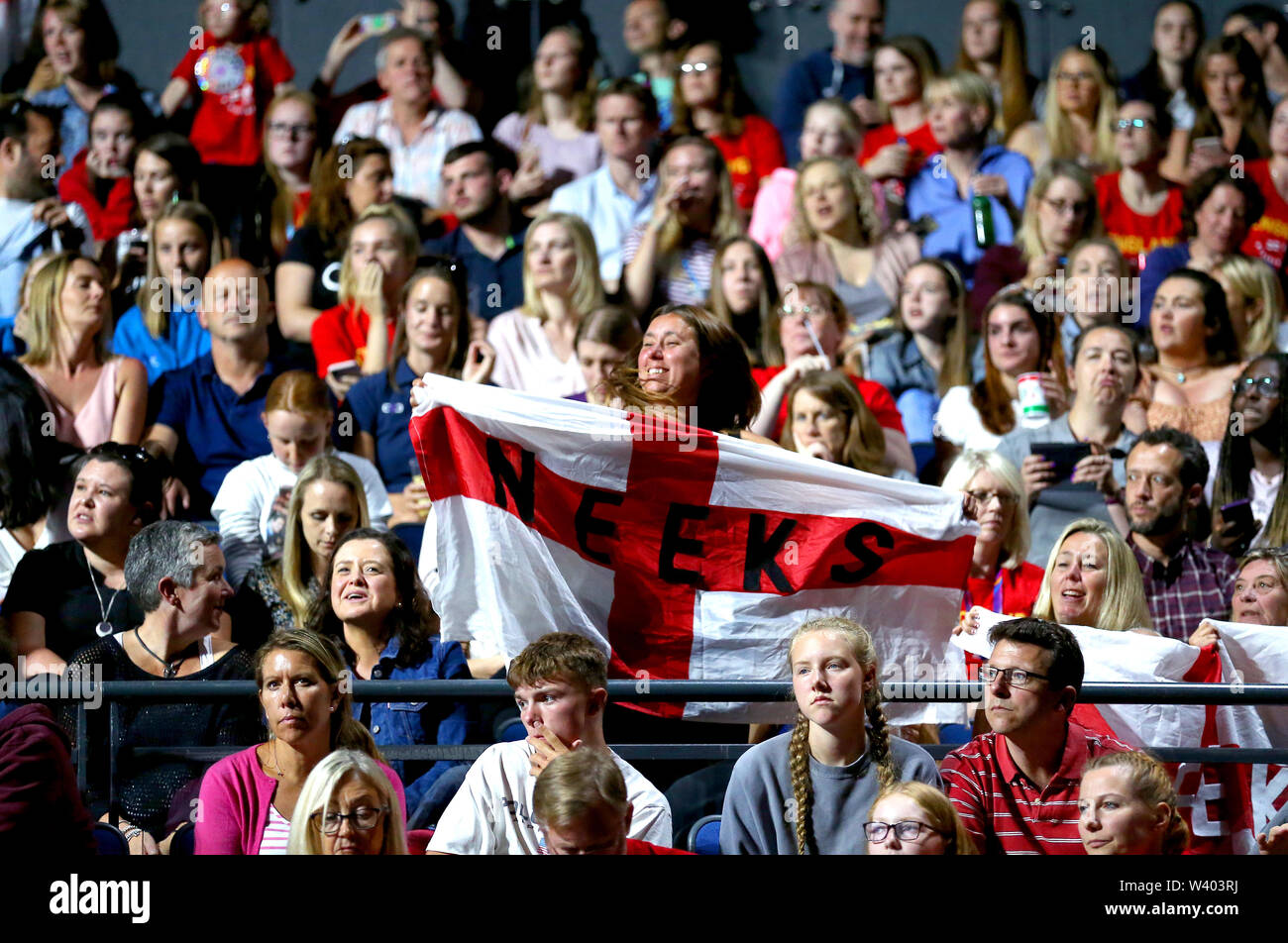 Fans in the stands show their support during the netball World Cup ...