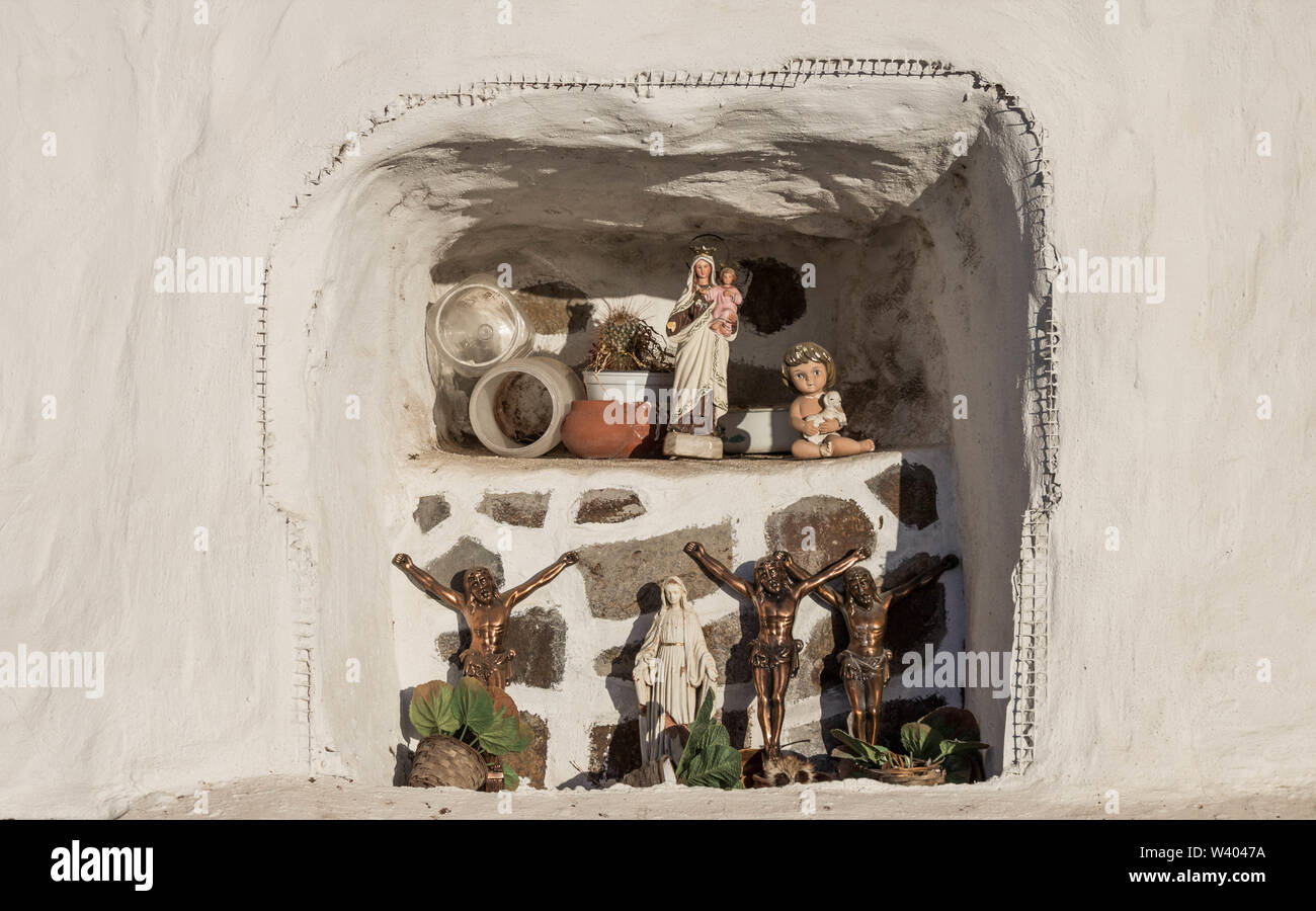 Roadside shrine with figures of Jesus Christ outside village in Spain ...