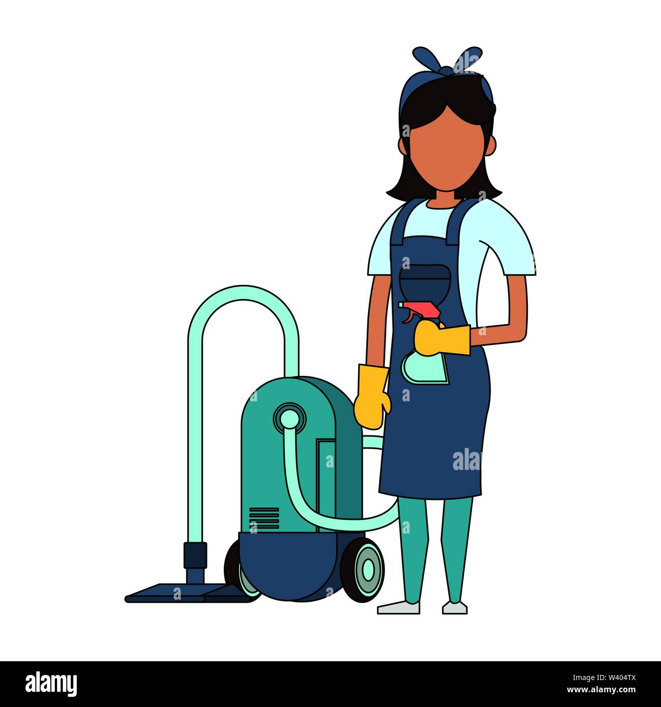 Cleaner worker with cleaning products and equipment Stock Vector Image ...