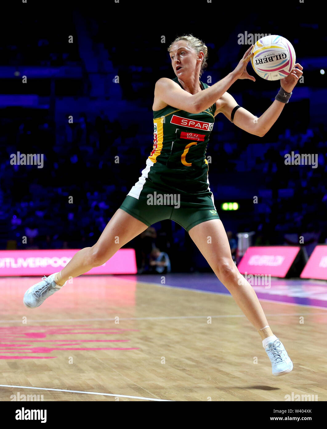 South Africa's Erin Burger in action during the netball World Cup match ...
