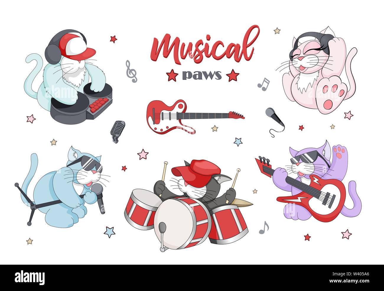 Vector set of funny little musical characters with different ...
