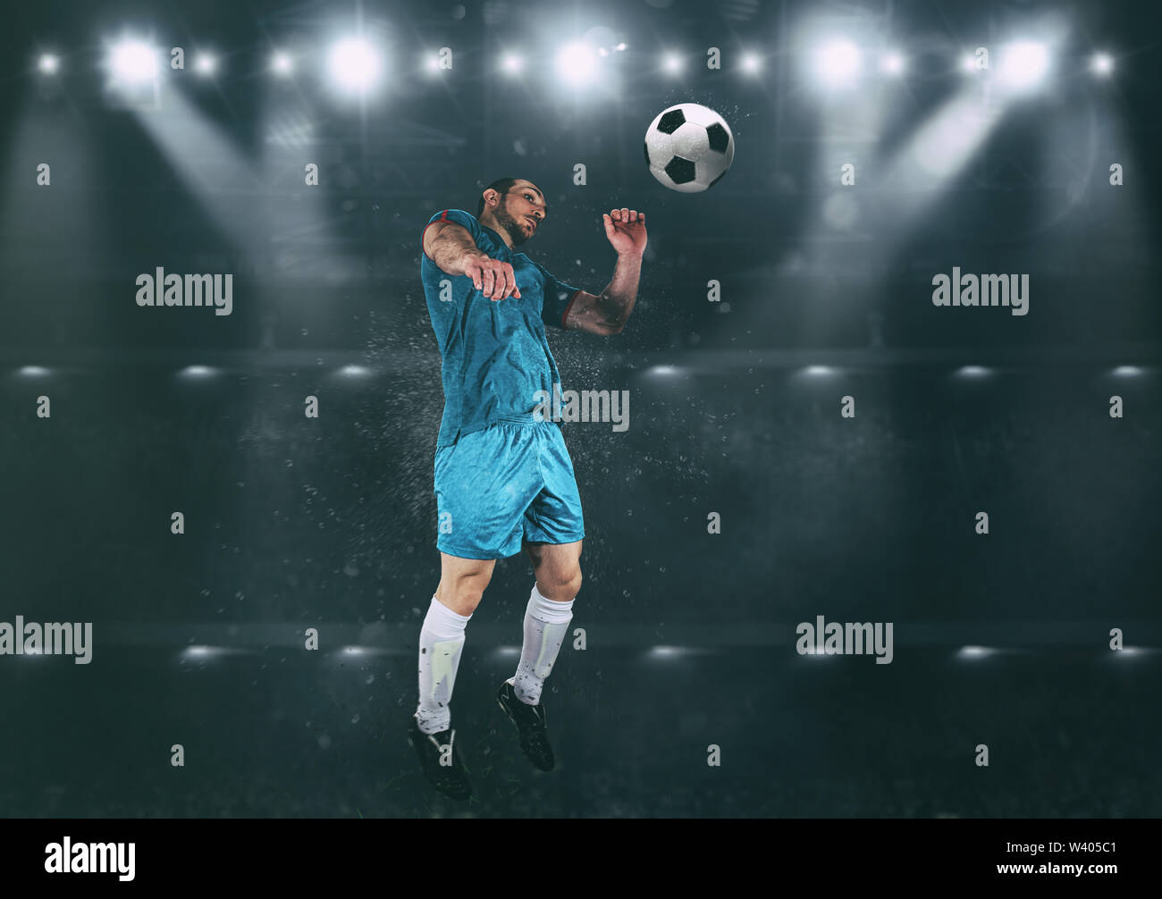 Soccer player jumping head ball hi-res stock photography and images - Alamy