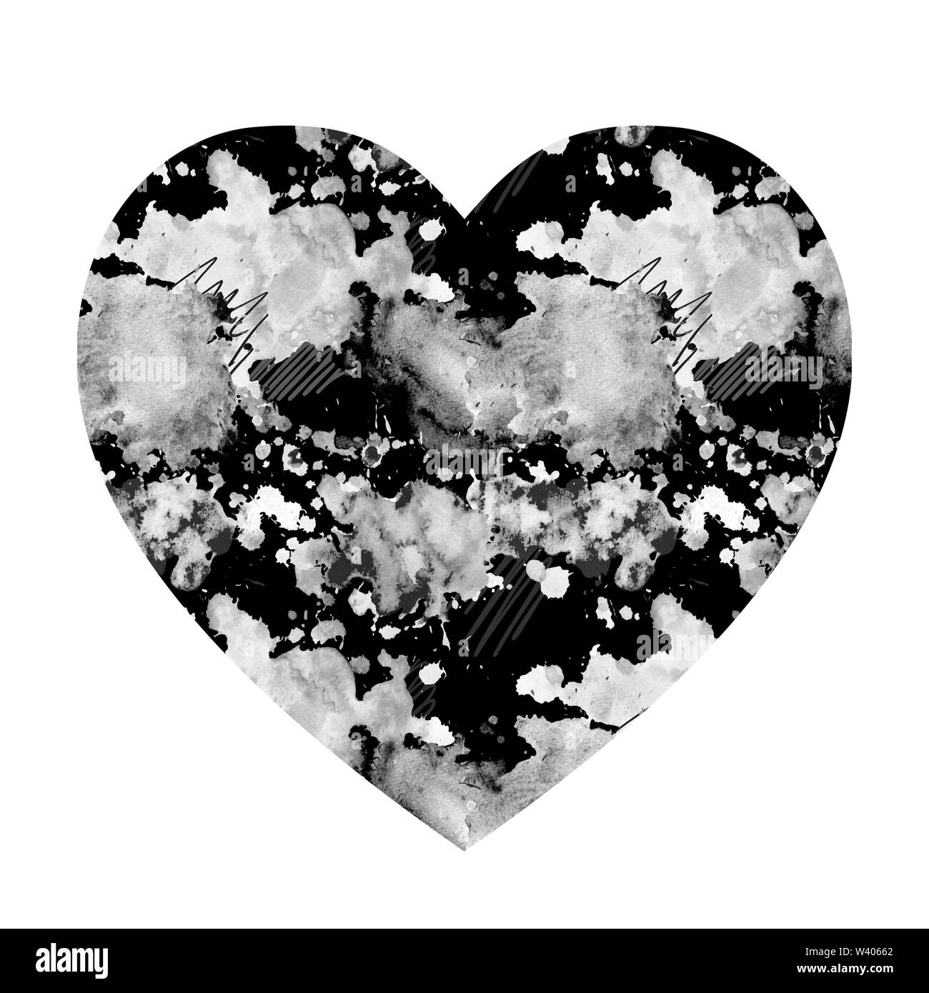 Black And White With Color Splash Heart