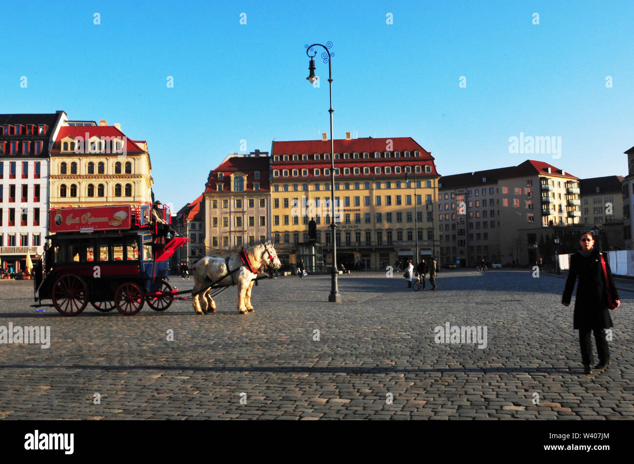 Germany: Tourist attraction: Dresdens Neumarkt with the colourfull ...