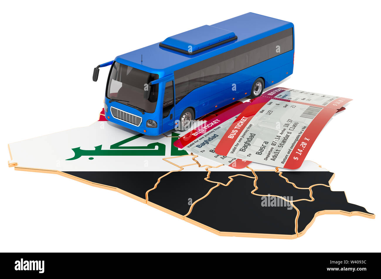 Bus travel in Iraq, concept. 3D rendering isolated on white background ...
