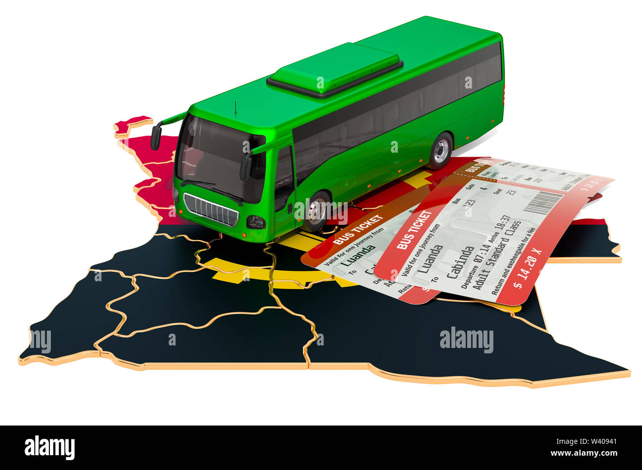 Bus travel in Angola, concept. 3D rendering isolated on white ...