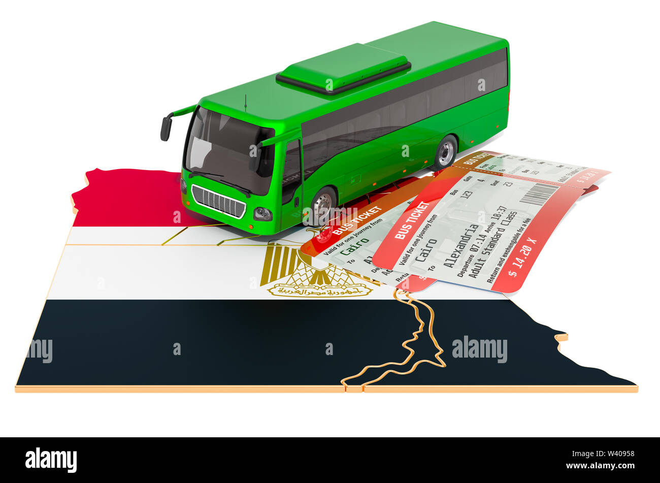 Bus travel in Egypt, concept. 3D rendering isolated on white background ...