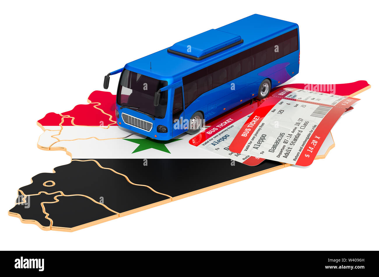 Bus travel in Syria, concept. 3D rendering isolated on white background ...
