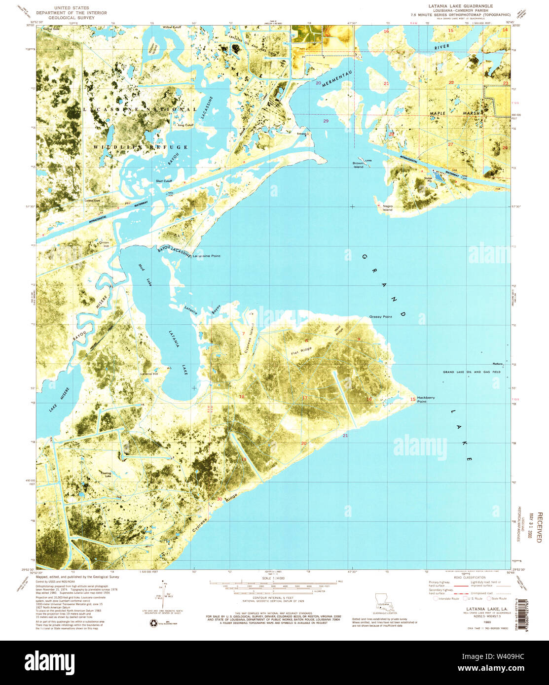 USGS TOPO Map Louisiana LA Latania Lake 332552 1980 24000 Stock Photo ...