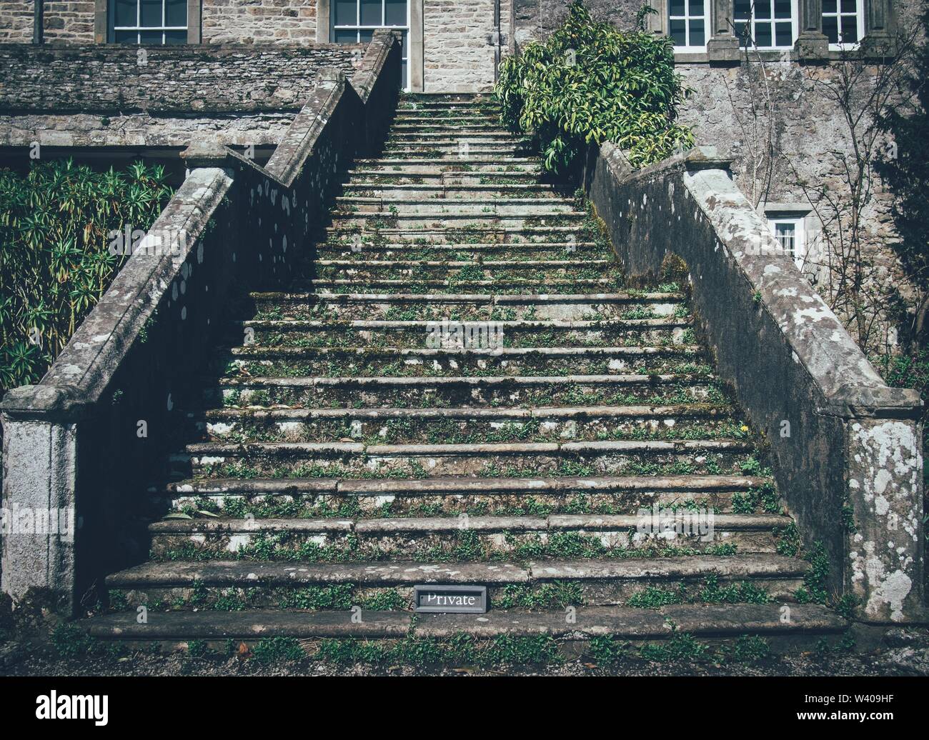 Beautiful shot of a stone stairway outside a large architecture Stock ...