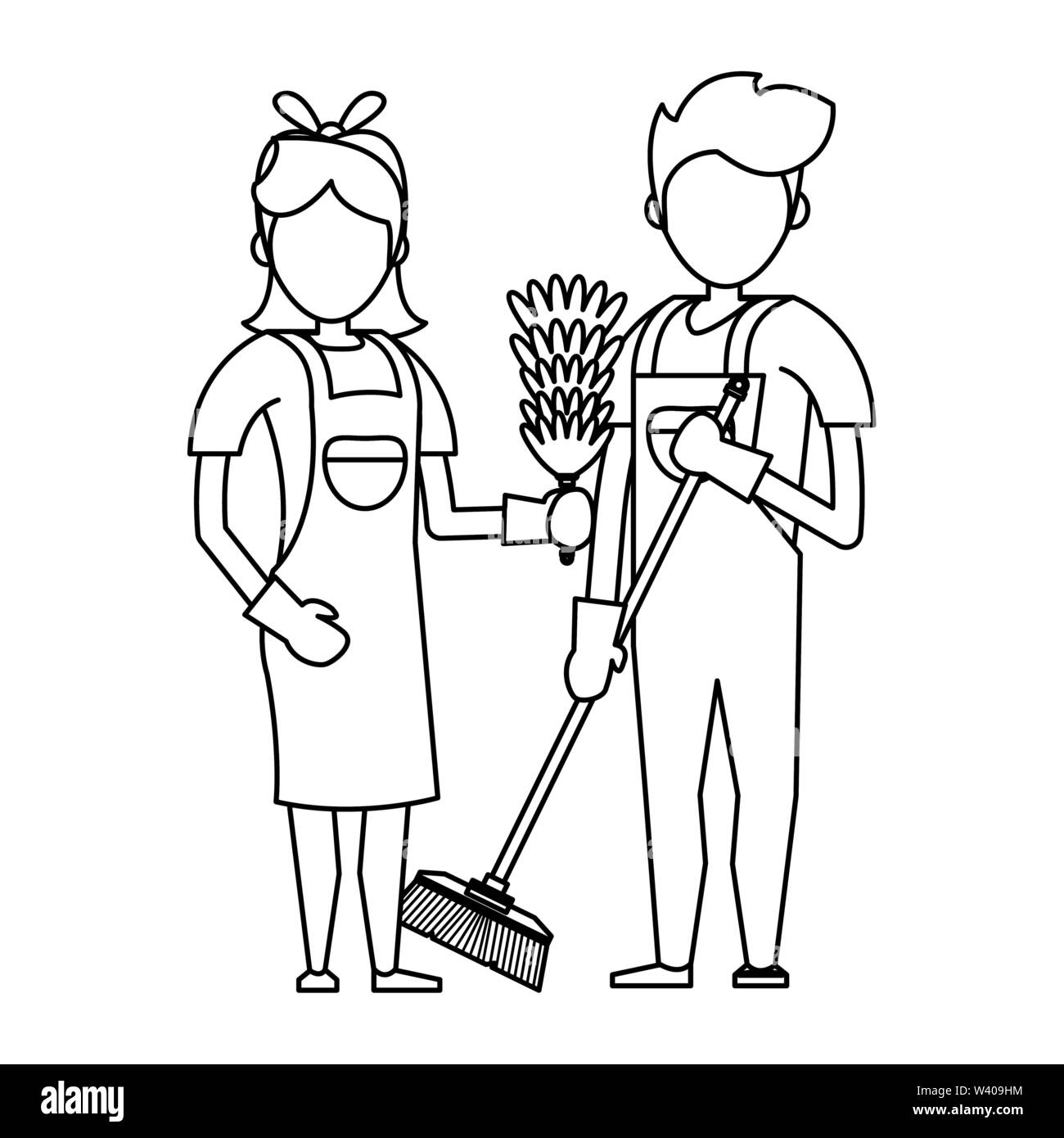Cleaning service professional workers Cut Out Stock Images & Pictures ...