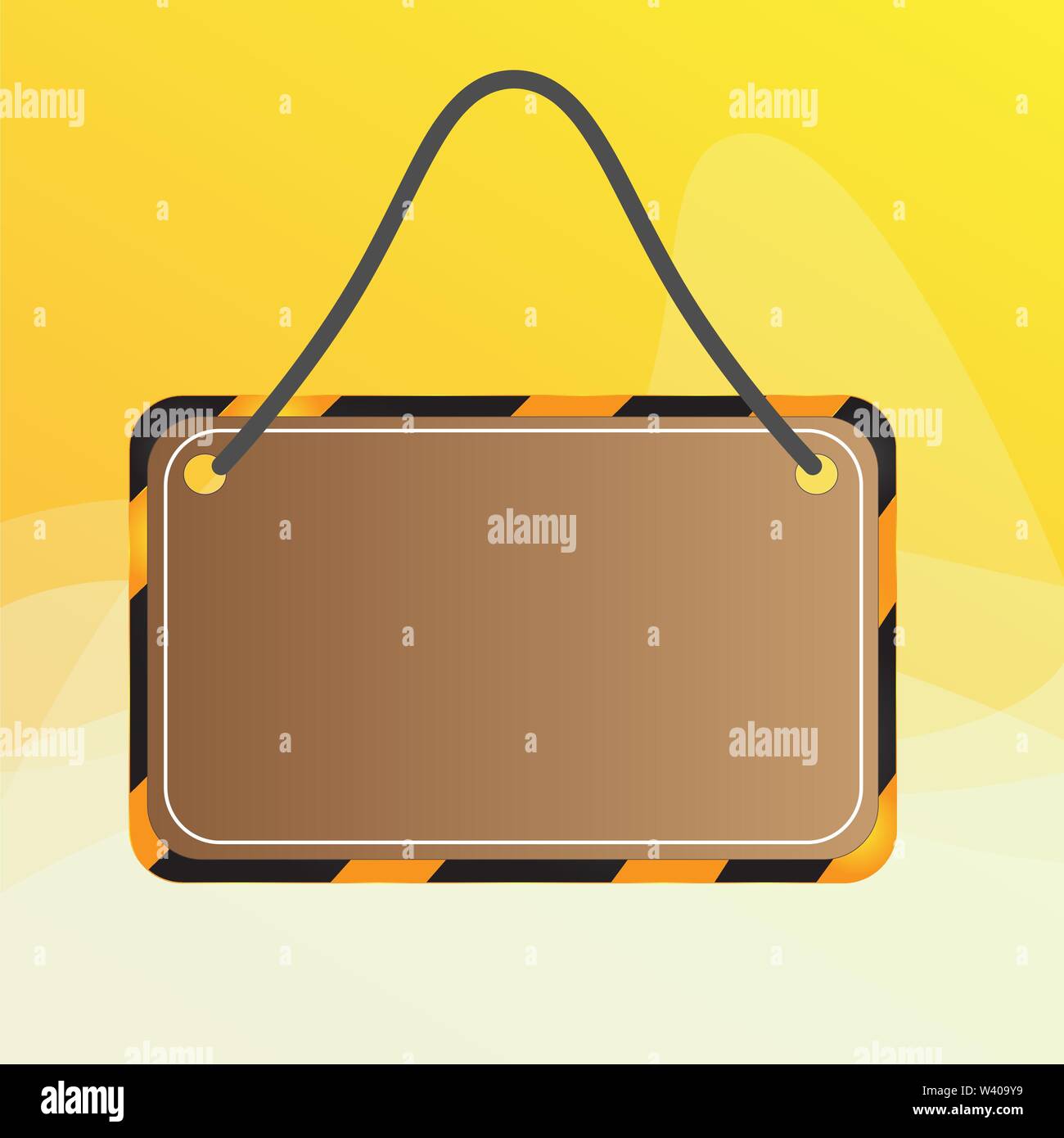 Board attached string color black yellow frame empty blank rectangle ...