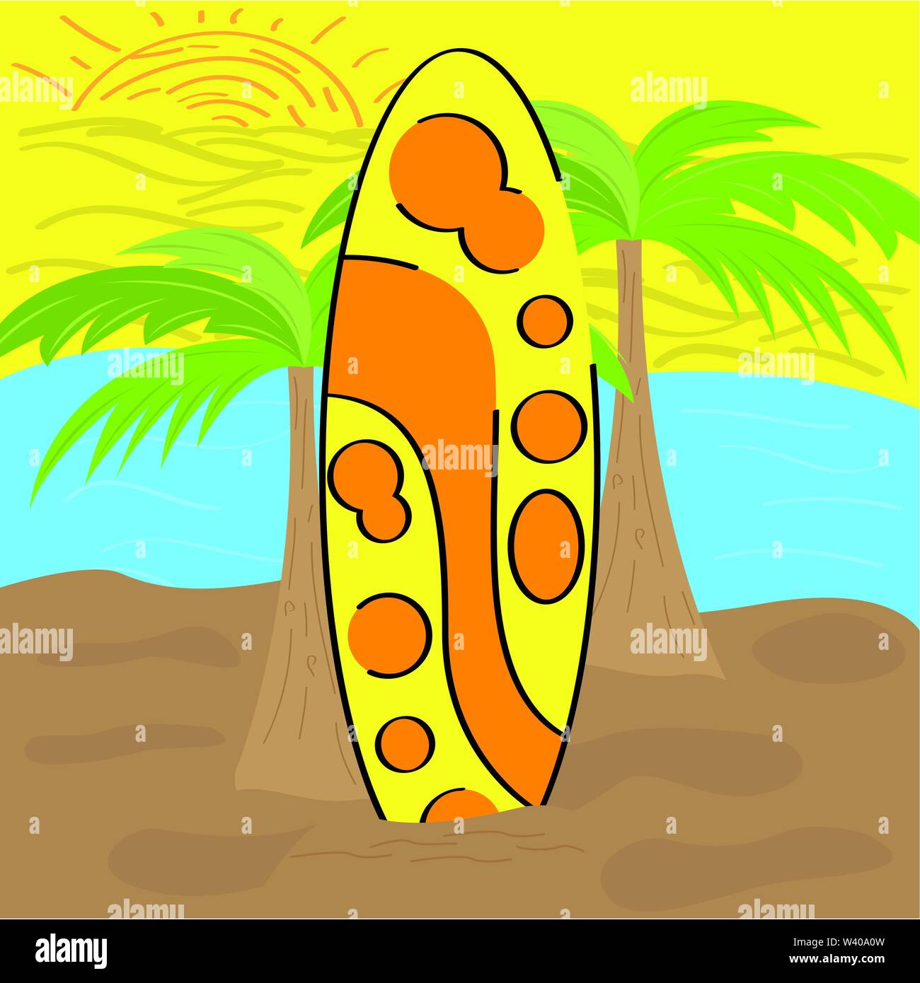 Surfboard on a beach background - Vector illustration Stock Vector ...