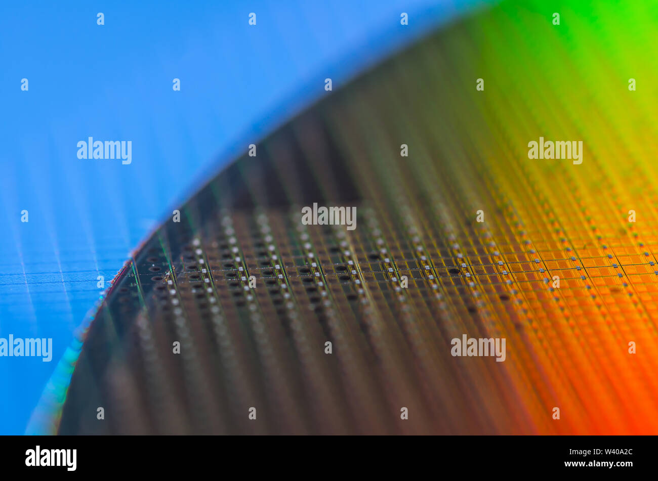 Macro of Silicon wafers Chip Technology Background in Rainbow colors ...