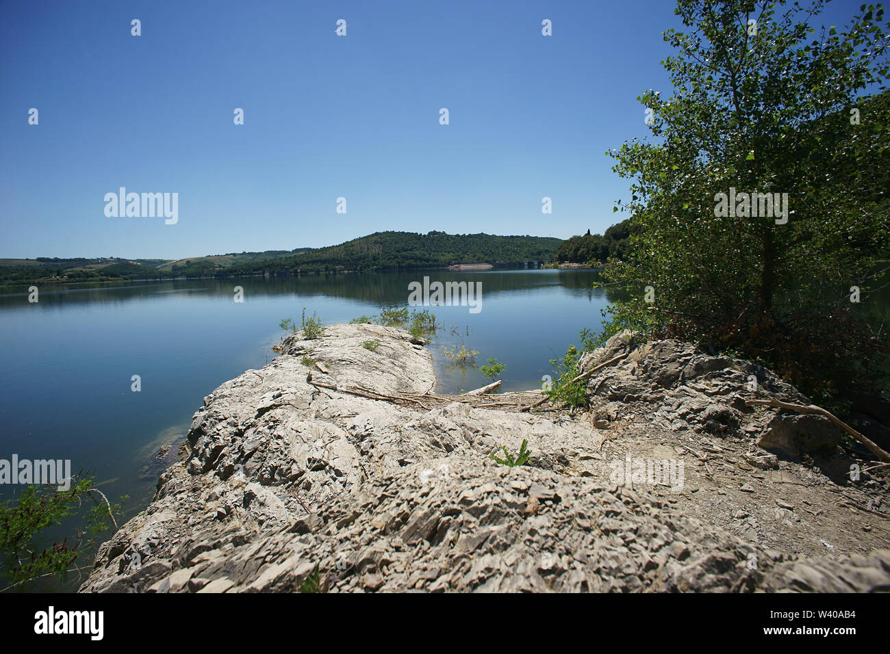 Dam on Corbara lake, Umbria, Italy Stock Photo - Alamy
