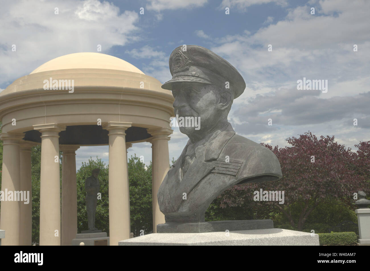 A bust of Bertram Home Ramsey is displayed at the National D-Day Meseum ...