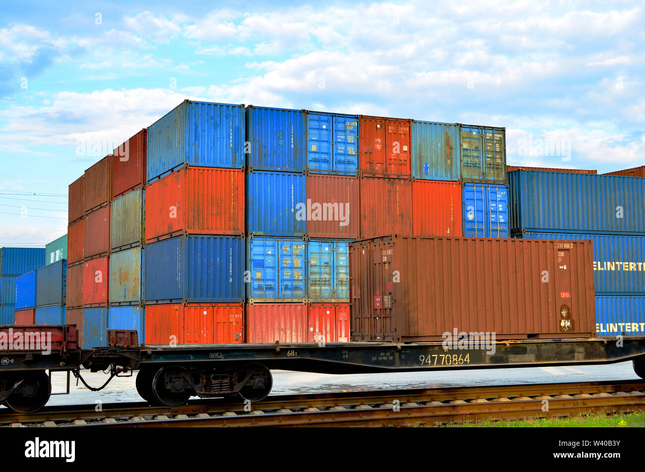 Cargo dock terminal with sea containers. logistic warehouse port of ...