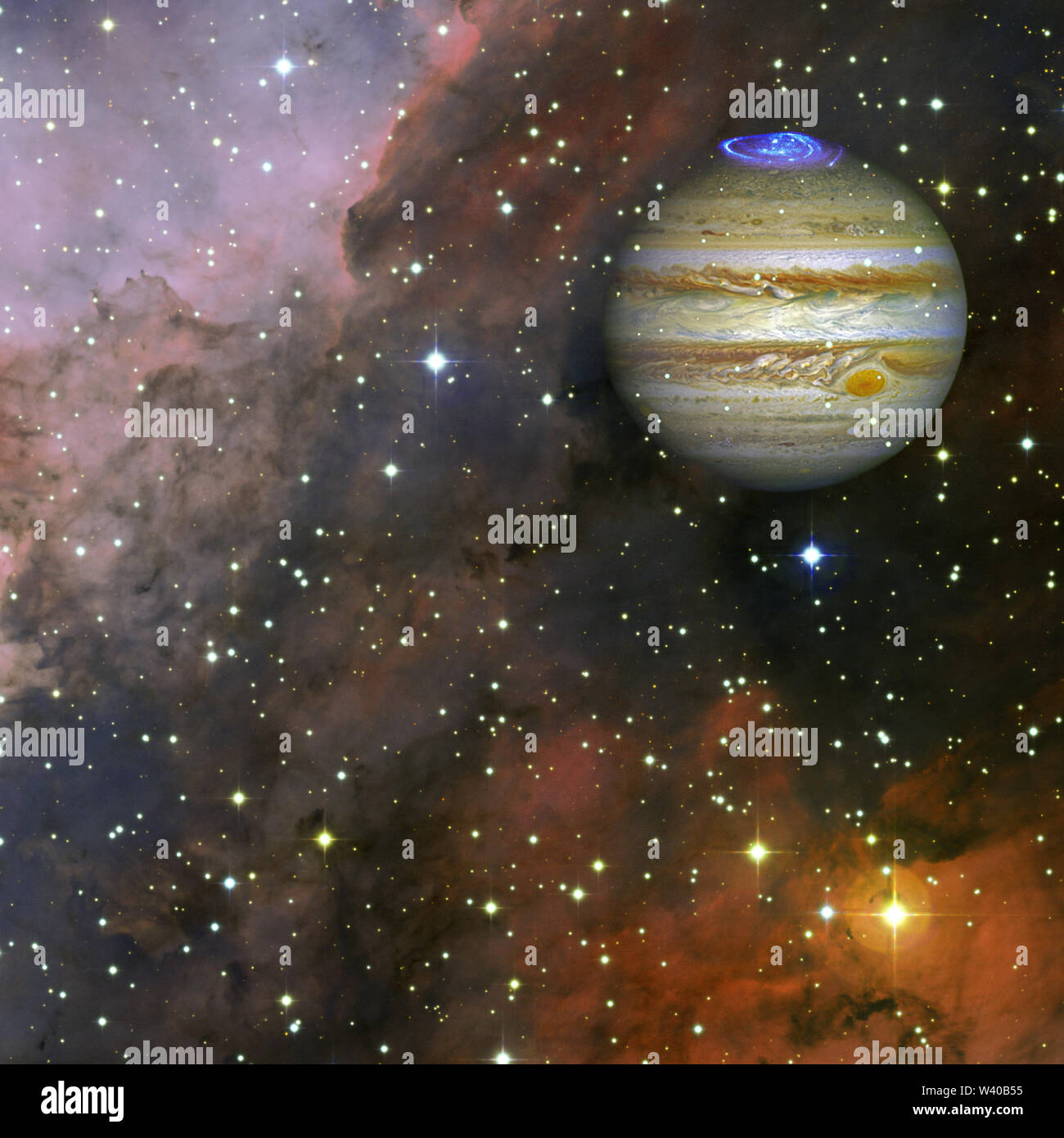 Planet Jupiter in the colorful starry universe. Elements of this image ...