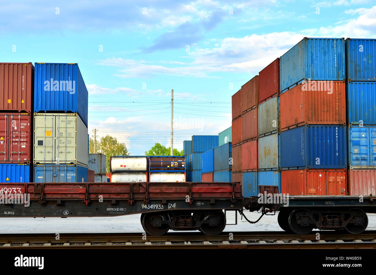 Cargo dock terminal with sea containers. logistic warehouse port of ...