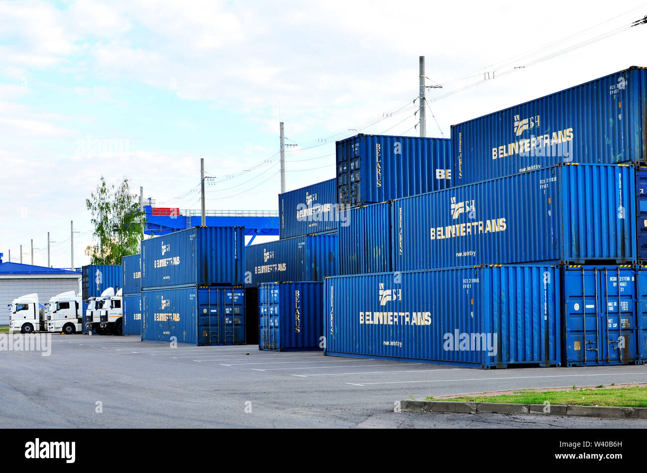 Minsk, Belarus - May 13, 2019: Transport-Logistics Centre BELINTERTRANS ...