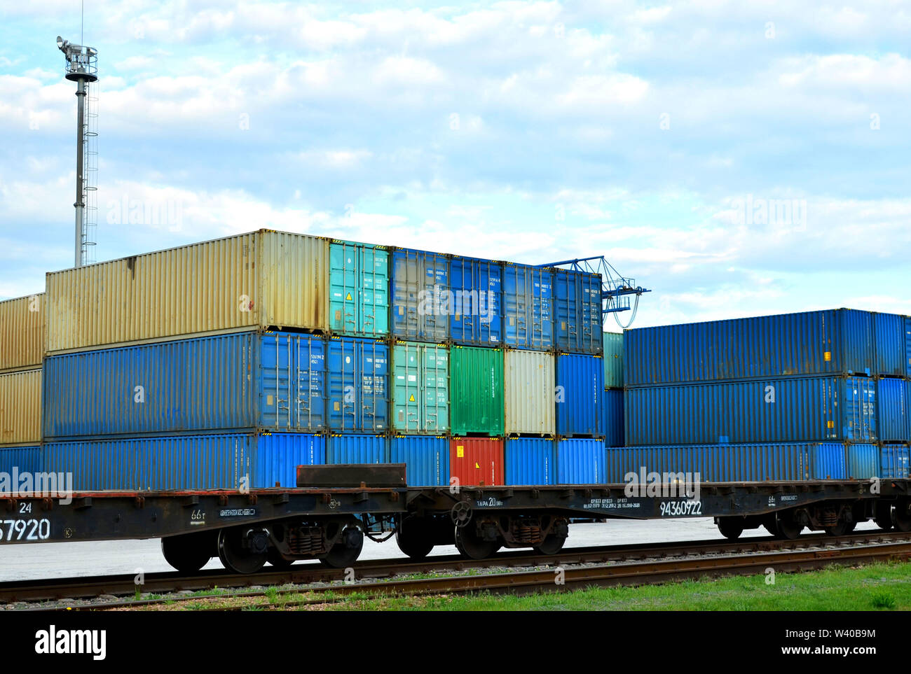 Cargo dock terminal with sea containers. logistic warehouse port of ...