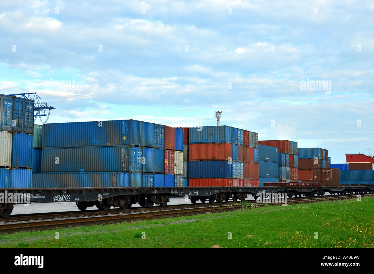 Cargo dock terminal with sea containers. logistic warehouse port of ...
