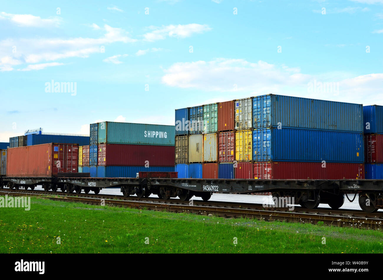 Cargo dock terminal with sea containers. logistic warehouse port of ...