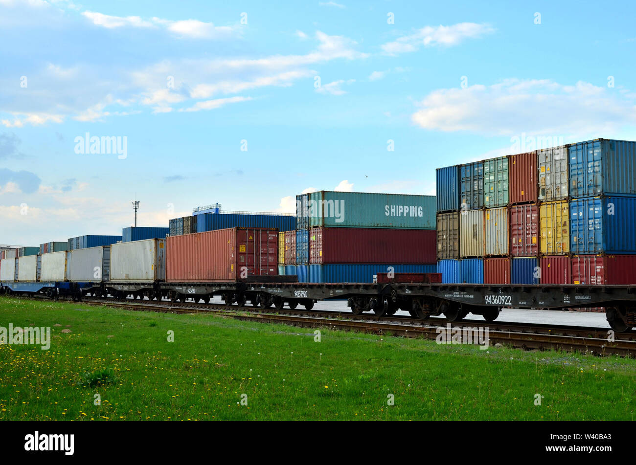 Cargo dock terminal with sea containers. logistic warehouse port of ...