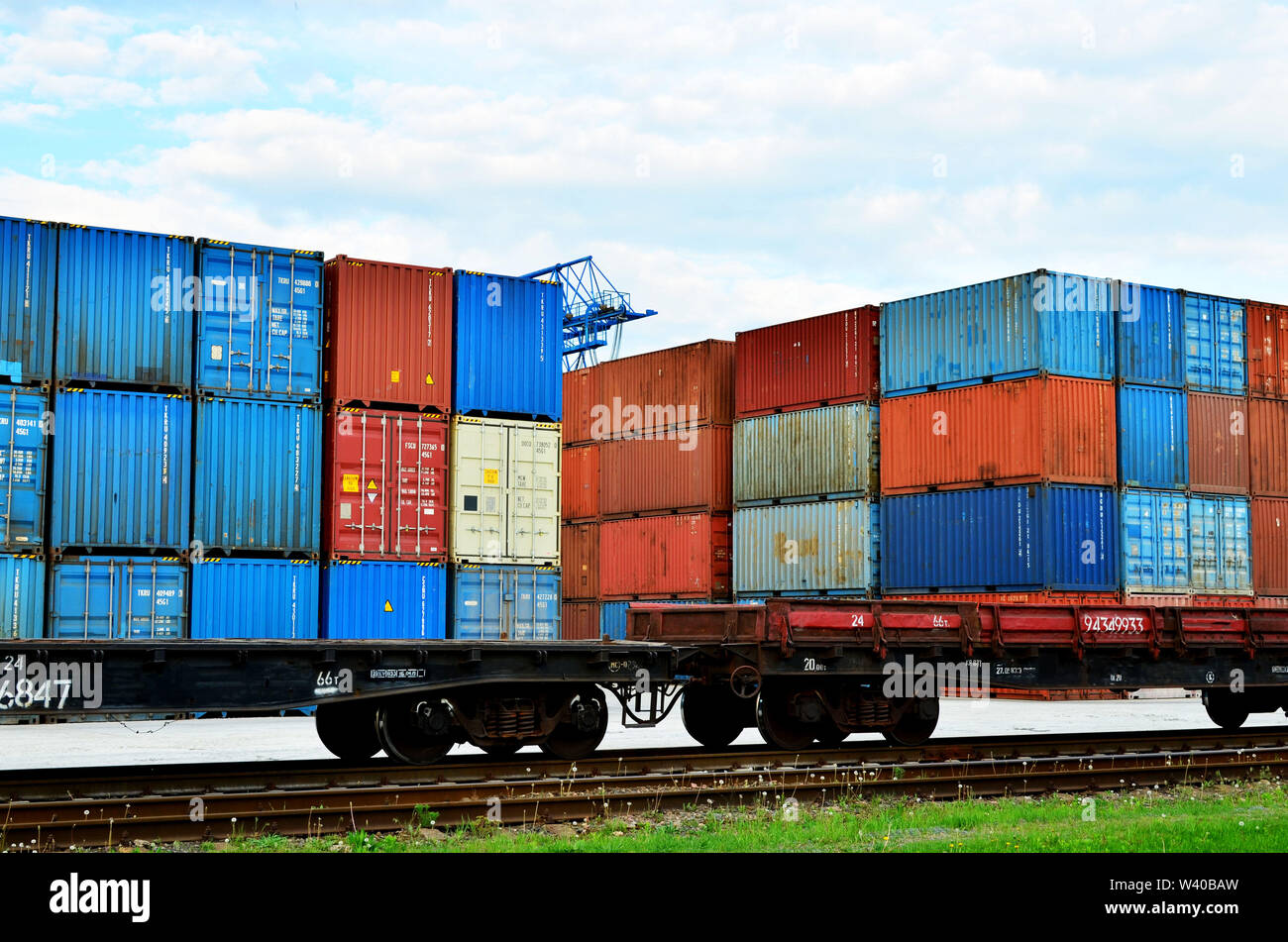 Cargo dock terminal with sea containers. logistic warehouse port of ...