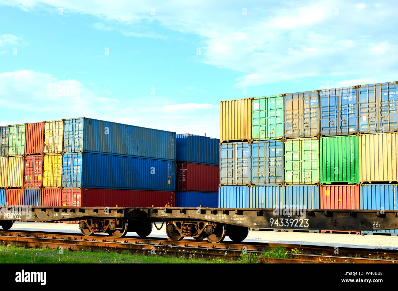 Cargo dock terminal with sea containers. logistic warehouse port of ...