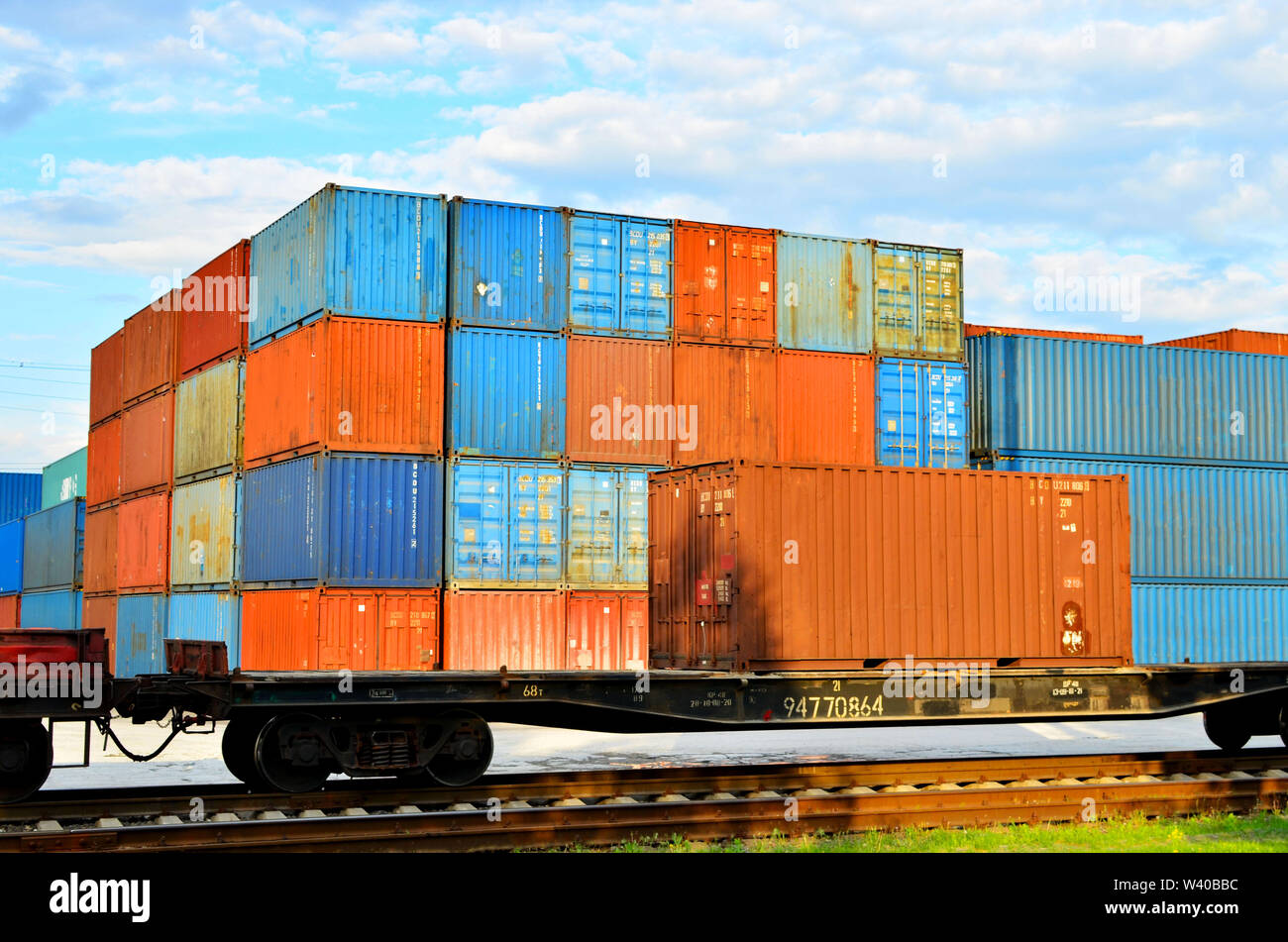 Cargo dock terminal with sea containers. logistic warehouse port of ...