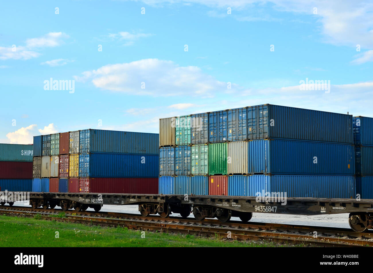 Cargo dock terminal with sea containers. logistic warehouse port of ...
