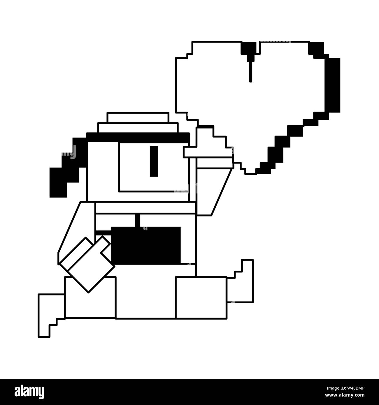 Videogame pixelated ninja character with life symbol Stock Vector Image ...