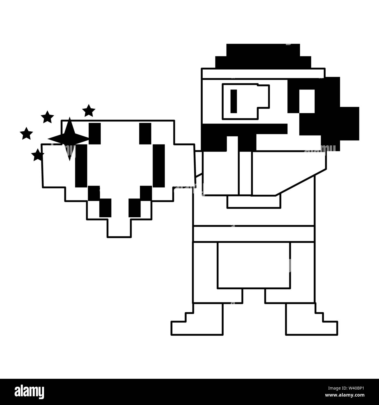 Videogame pixelated character with diamond Stock Vector Image & Art - Alamy