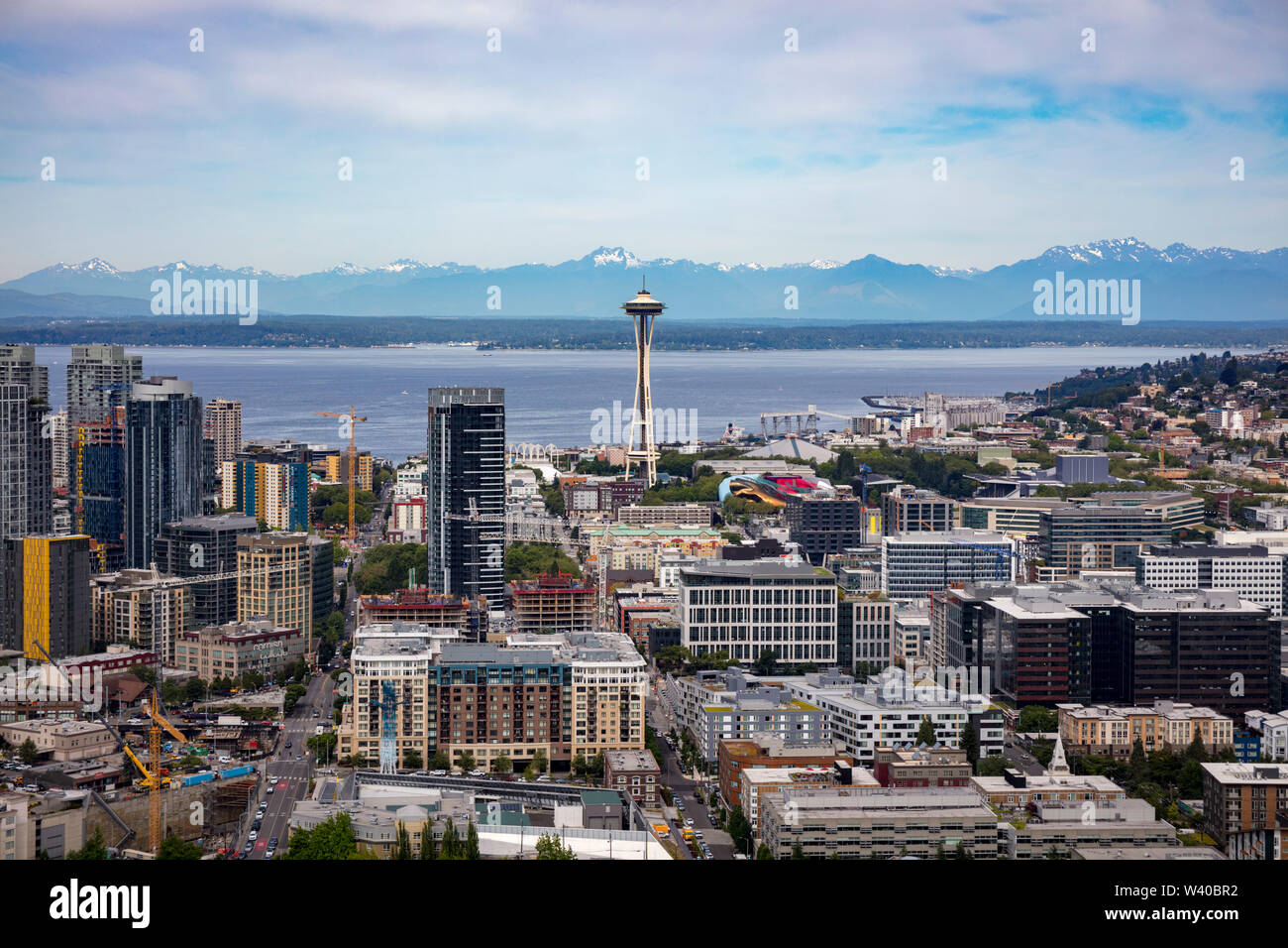 aerial view of the Space Needle and Seattle Center, Washington State ...