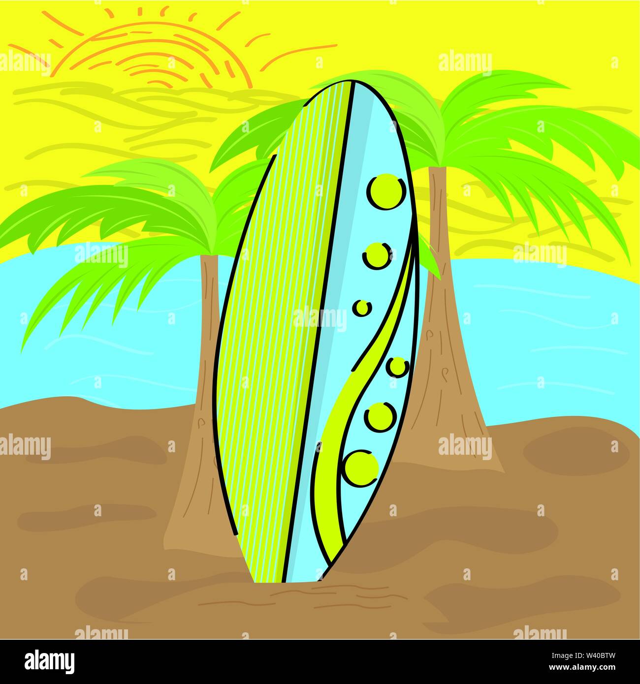Surfboard on a beach background - Vector illustration Stock Vector ...