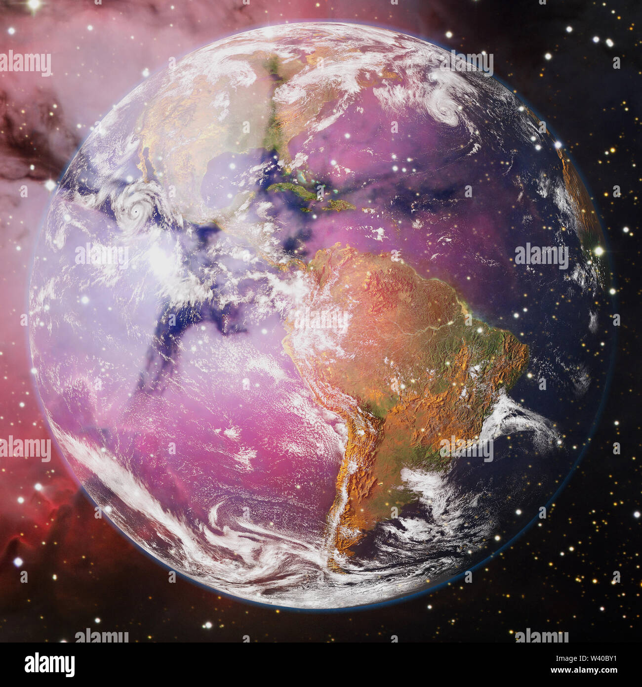 Planet Earth in deep space, cosmic landscape. Elements of this image ...