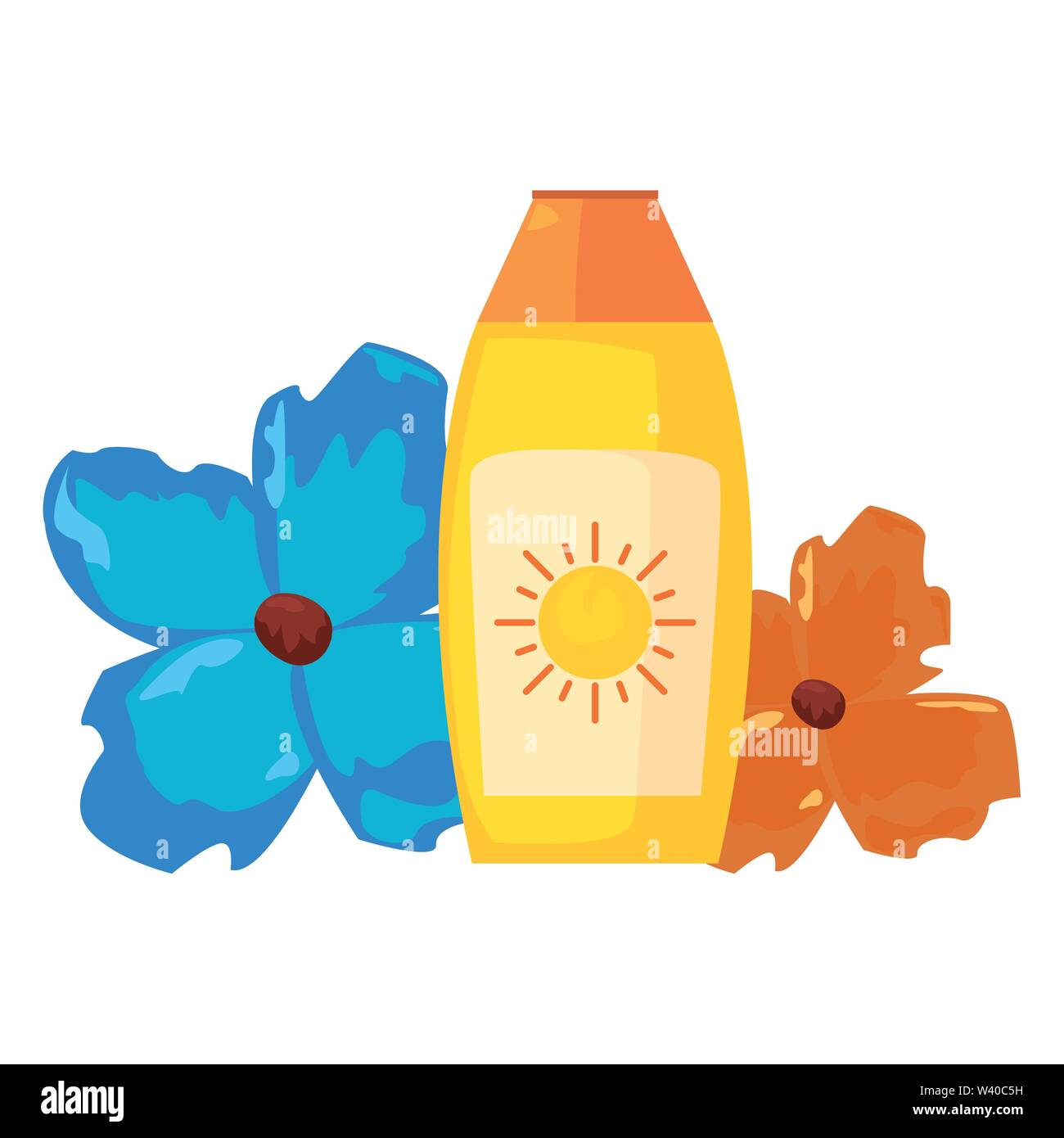 summer time holiday sunblock flowers vector illustration Stock Vector ...